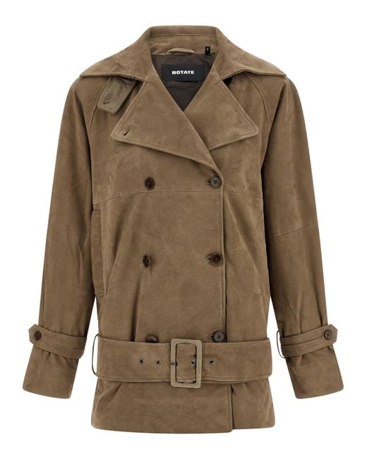 ROTATE BIRGER CHRISTENSEN Suede Jacket in Green | Lyst UK