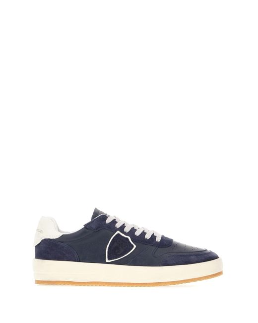 Philippe Model Leather And Suede Nice Low Sneakers in Blue for Men | Lyst