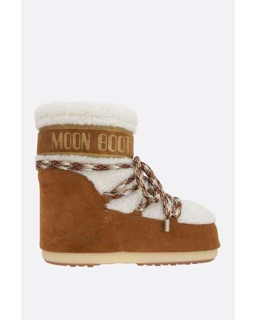 Moon Boot Mb Icon Low Suede And Shearling Snow Boots in Brown | Lyst UK
