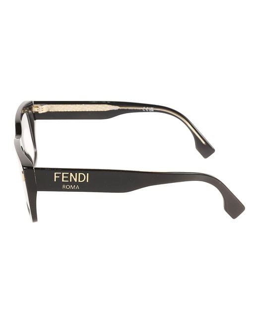 Fendi Logo Sided Square Frame Glasses in Brown | Lyst