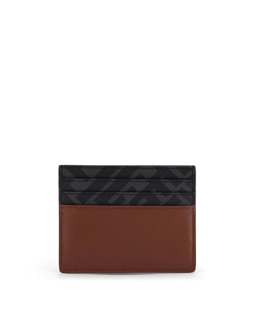 Fendi Leather And Ff Fabric Card Holder in Brown for Men | Lyst UK