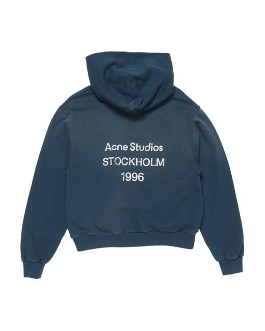 Acne Studios Logo Cotton Hoodie in Blue for Men | Lyst UK