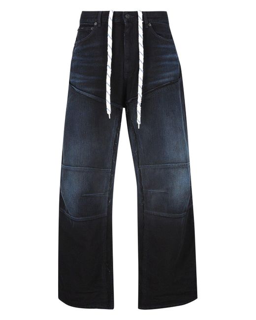 Balenciaga Double Knee Distressed Drawstring Jeans in Blue for Men | Lyst