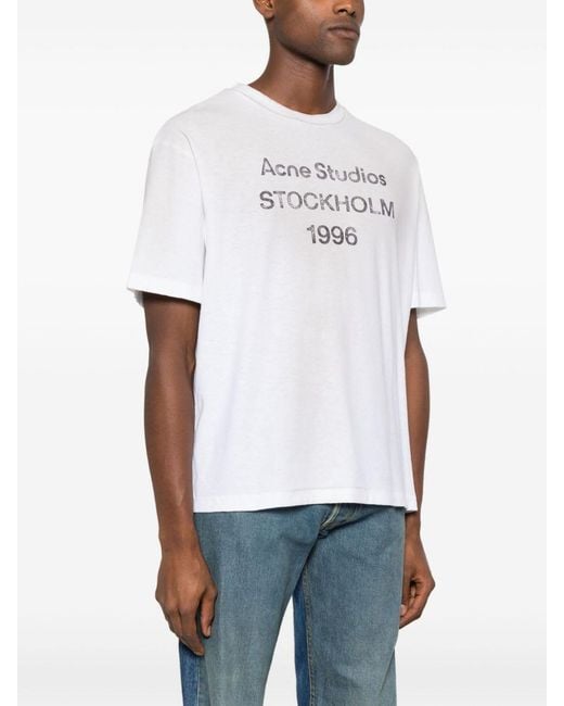 Acne Studios Logo Cotton T-Shirt in White for Men | Lyst UK