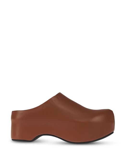 Marni Logo Embossed Slip-On Clogs in Brown | Lyst