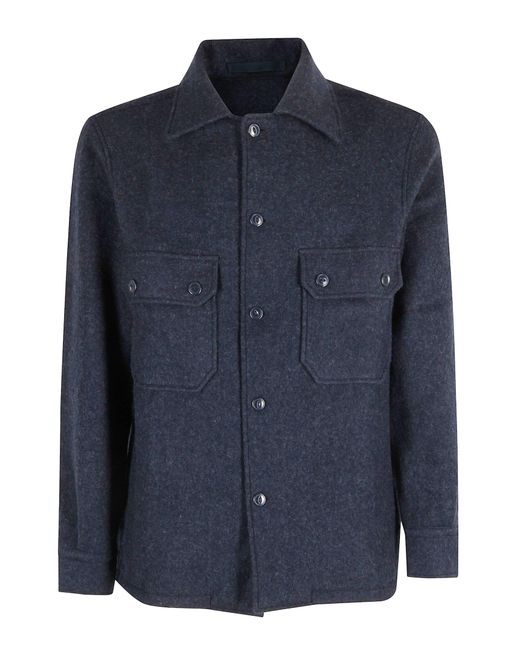 Fortela Wool Overshirt in Blue for Men | Lyst