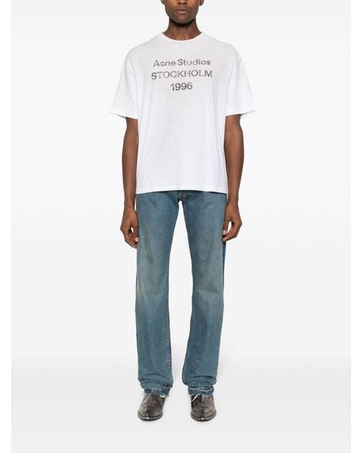 Acne Studios Logo Cotton T-Shirt in White for Men | Lyst UK