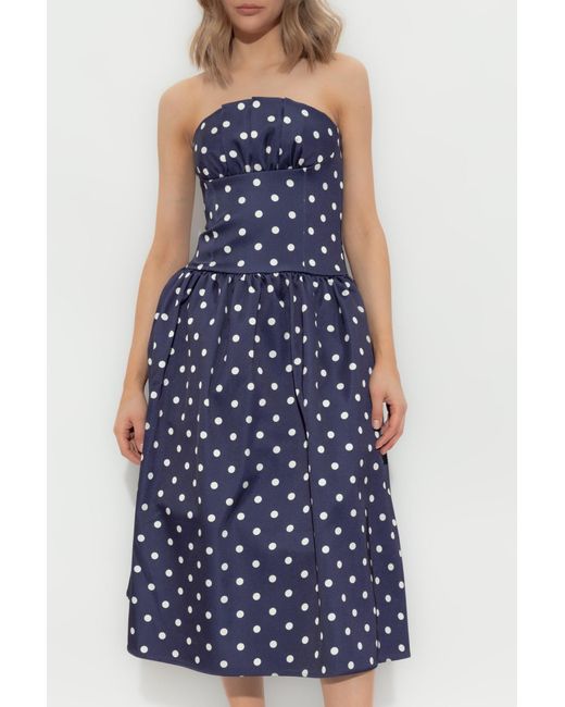 Self-Portrait Polka Dot Pattern Dress in Blue | Lyst