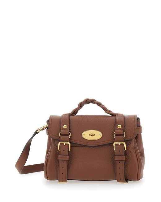 Mulberry Alexa Mini Handbag With Twist Lock in Brown | Lyst UK