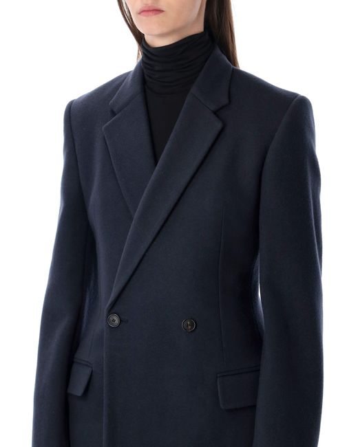 Balenciaga Brushed Wool Midi Godet Coat in Blue | Lyst UK