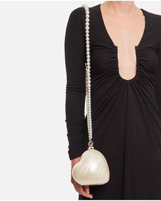 Simone Rocha Pearl Micro Heart Crossbody Bag in White | Lyst
