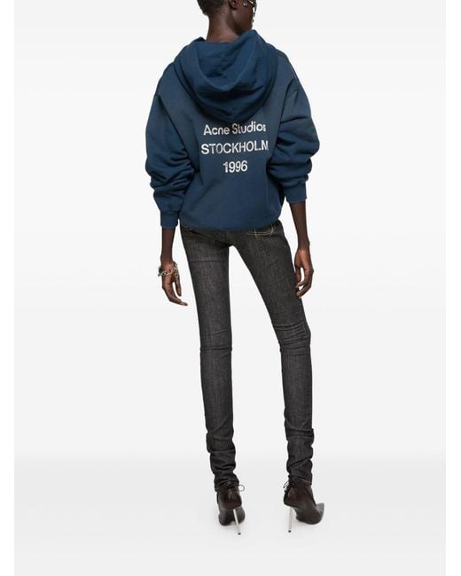 Acne Studios Logo Cotton Hoodie in Blue for Men | Lyst UK