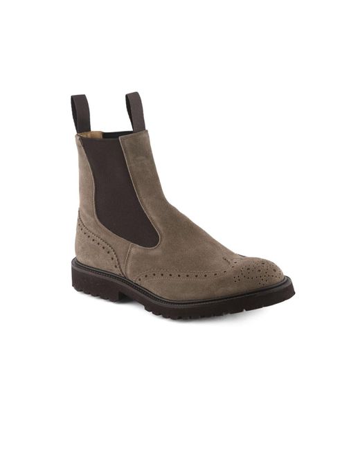 Tricker's Henry Visone Suede Chelsea Boot in Brown | Lyst