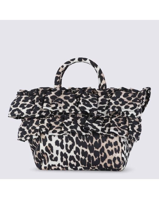 Ganni Leopard Satchel in Black | Lyst