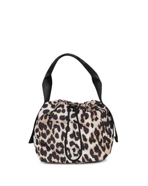 Ganni Leopard Print Tech Pouch Bag in Black | Lyst
