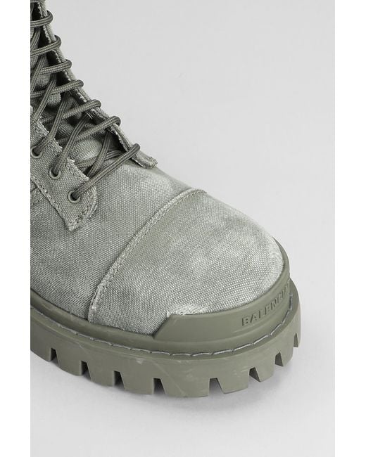 Balenciaga Combat Strike Combat Boots In Cotton in Gray for Men | Lyst