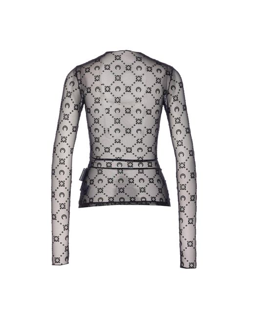 Marine Serre Moonogram Mesh Lock Long Sleeves Top in Grey | Lyst UK