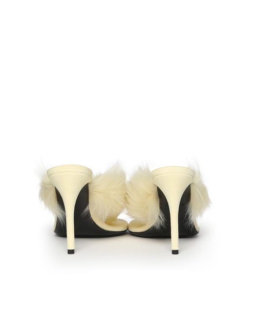 Alaïa Leather And Shearling Flip-Flop Mules in Natural | Lyst UK