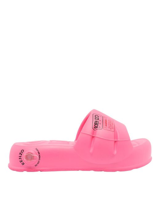 KENZO Logo Puffer Slide in Pink | Lyst