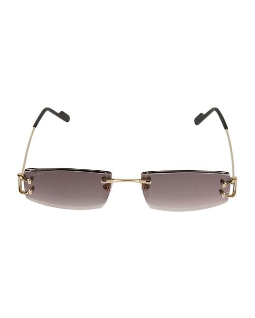 Cartier Rectangle Rimless Sunglasses in Brown for Men | Lyst