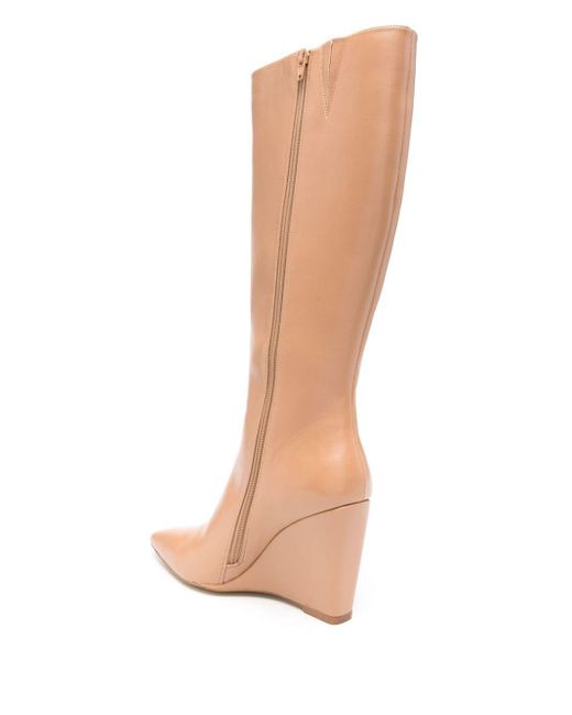 Twin Set Leather Effect Boots With Wedge in White | Lyst