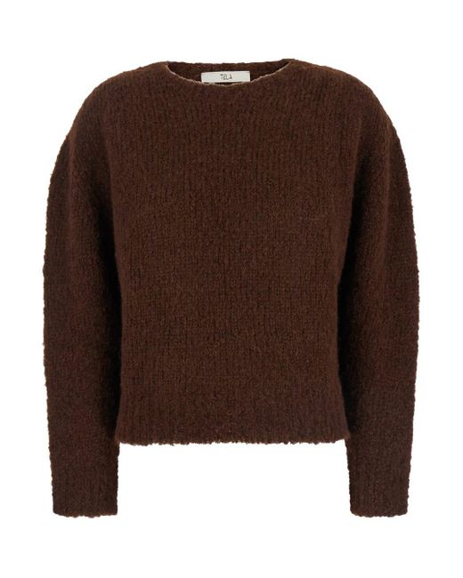Tela Brushed Alpaca Knit Pullover in Brown | Lyst