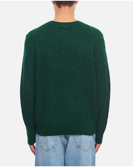 Polo Ralph Lauren Cable Knit Wool Cashmere Sweater in Green for Men | Lyst UK