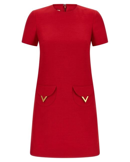 Valentino Garavani V Dress in Red | Lyst UK