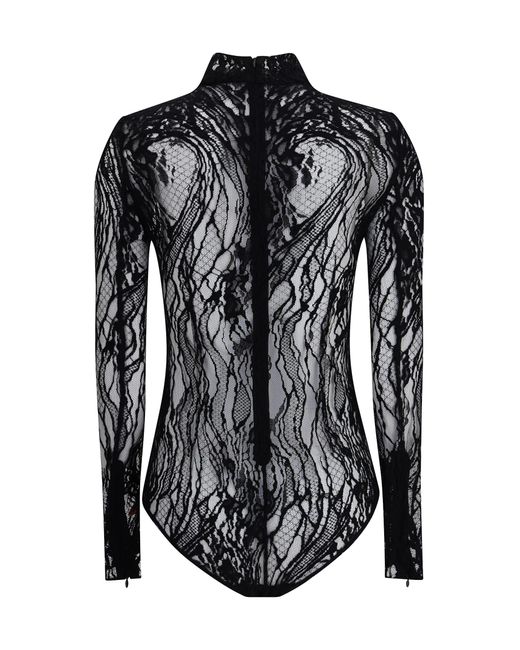 Balmain Lace Bodysuit in Black | Lyst