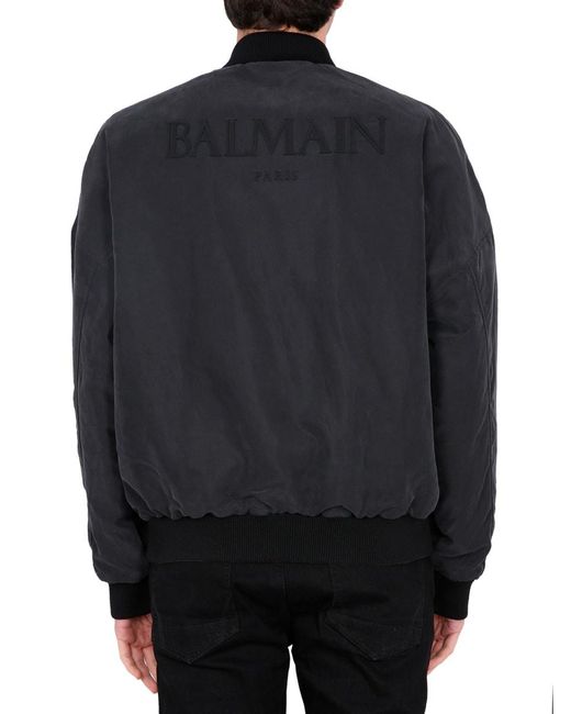 Balmain Reversible Bomber Jacket in Black for Men | Lyst
