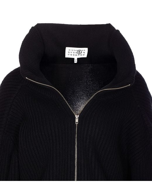 MM6 by Maison Martin Margiela Ribbed Knit Cardigan Dress in Blue | Lyst UK