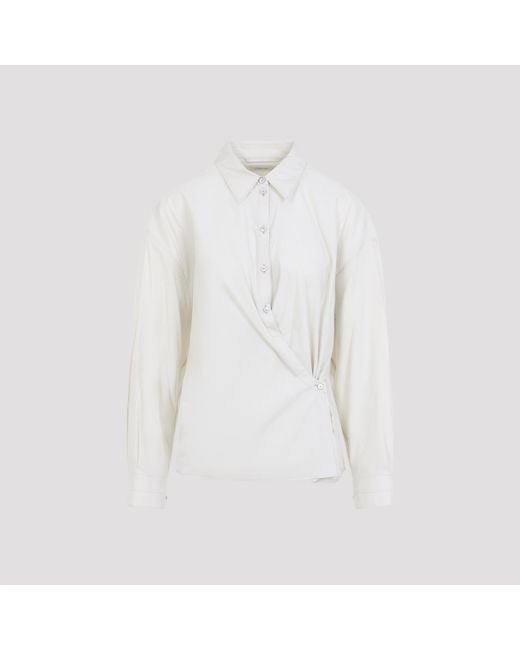 Lemaire Straight Collar Twisted Shirt Cotton Silk in White | Lyst UK