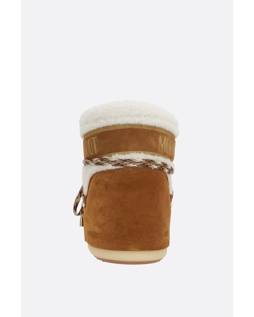 Moon Boot Mb Icon Low Suede And Shearling Snow Boots in Brown | Lyst UK