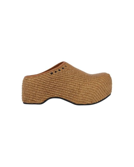 Marni Chunky" Raffia Wedges in Brown | Lyst