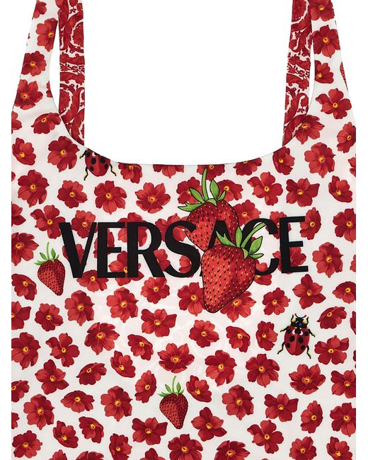 Versace Reversible 'Strawberry Garden' Swimsuit in Red | Lyst