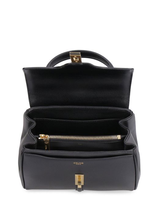 Celine Mini 16 Logo Detailed Shoulder Bag in Black | Lyst