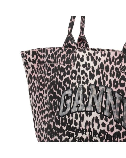 Ganni Xxl Shopper Logo Tote Bag in Black | Lyst UK