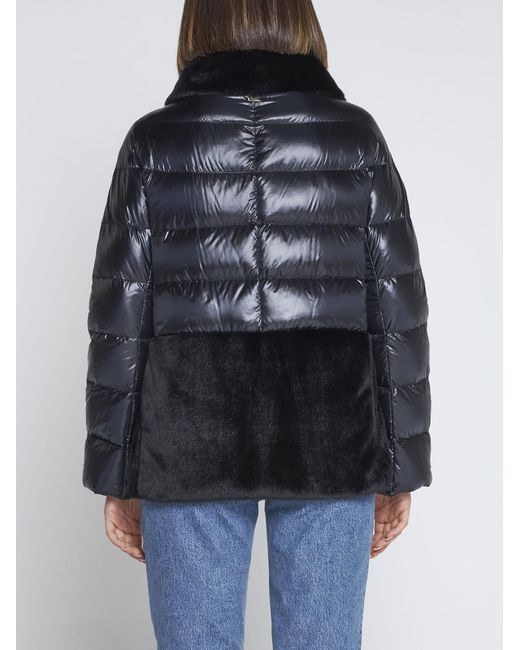 Herno Quilted Nylon And Faux-Fur Down Jacket Down Jacket in Black | Lyst