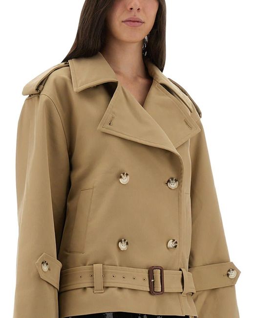 Self-Portrait Double-Breasted Trench Jacket in Natural | Lyst