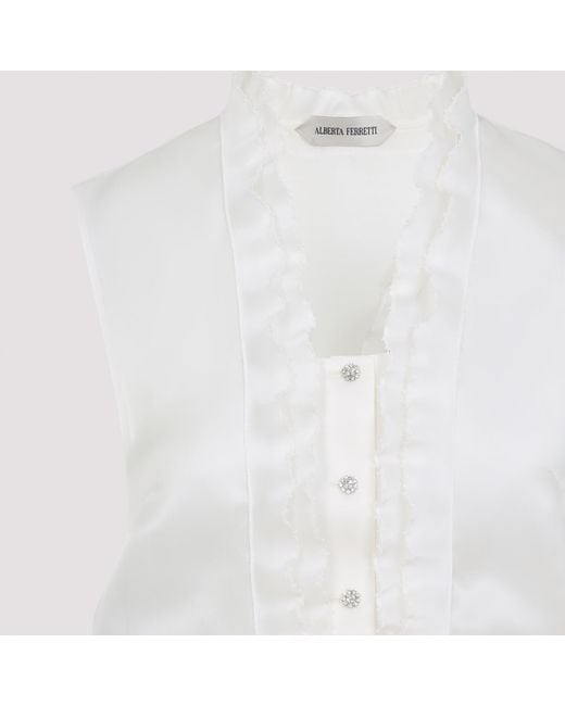 Alberta Ferretti Triple Organza Top in White | Lyst UK