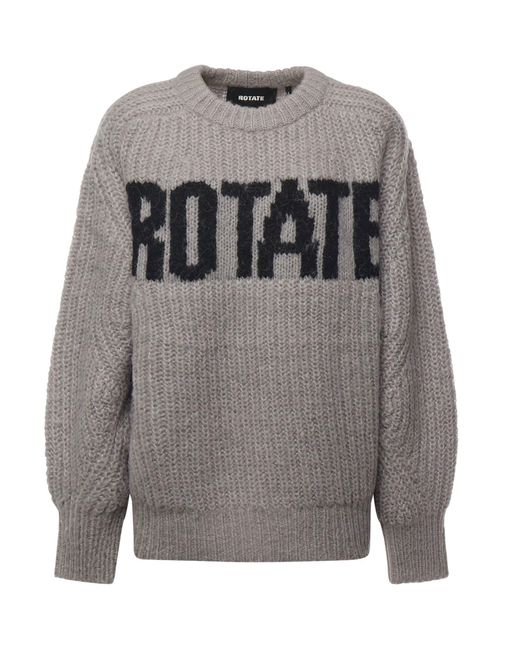 ROTATE BIRGER CHRISTENSEN Knitted Wool Blend Sweater With Logo in Grey ...