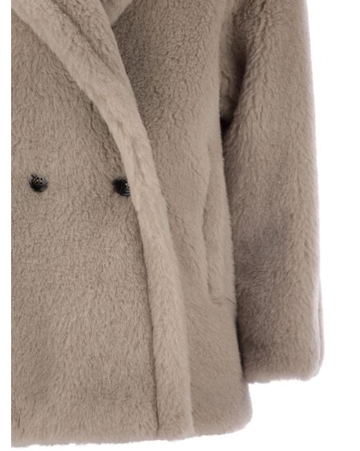 Max Mara Olga Teddy Bear Icon Coat Short in Natural | Lyst
