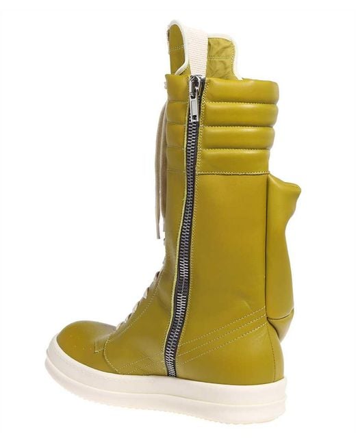 Rick Owens Cargo Basket Leather Lace-Up Boots in Green for Men | Lyst