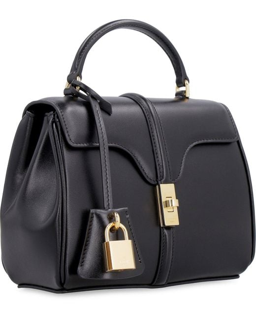 Celine Mini 16 Logo Detailed Shoulder Bag in Black | Lyst