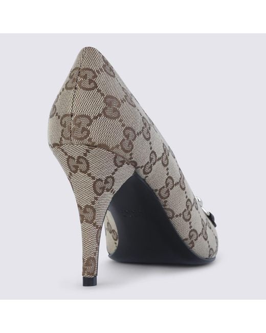 Gucci Morsetto Logo Heels in Grey | Lyst UK