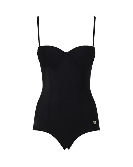 Dolce And Gabbana Balconette One Piece Swimsuit In Black Lyst