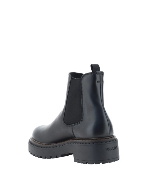 Prada Calfskin Elastic Chelsea Boots in Blue for Men | Lyst