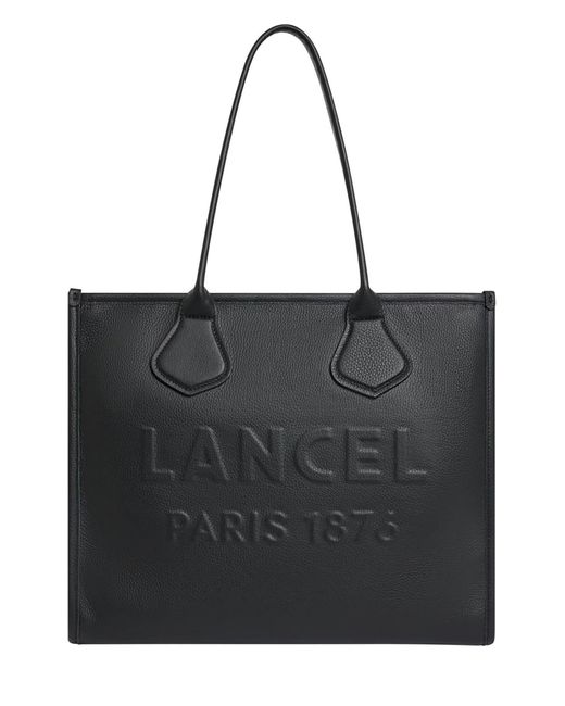 Lancel Grained Cowhide Leather Tote Bag in Black | Lyst