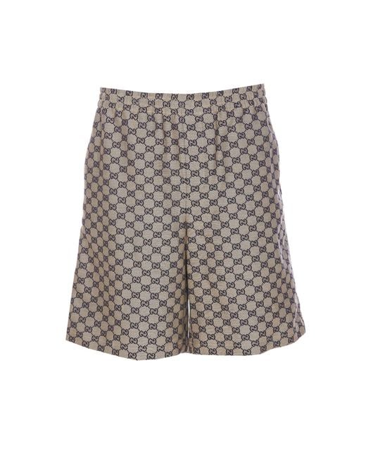 Gucci Gg Motif Shorts in Gray for Men | Lyst
