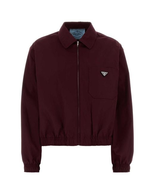 Prada Grape Poplin Jacket in Red | Lyst UK